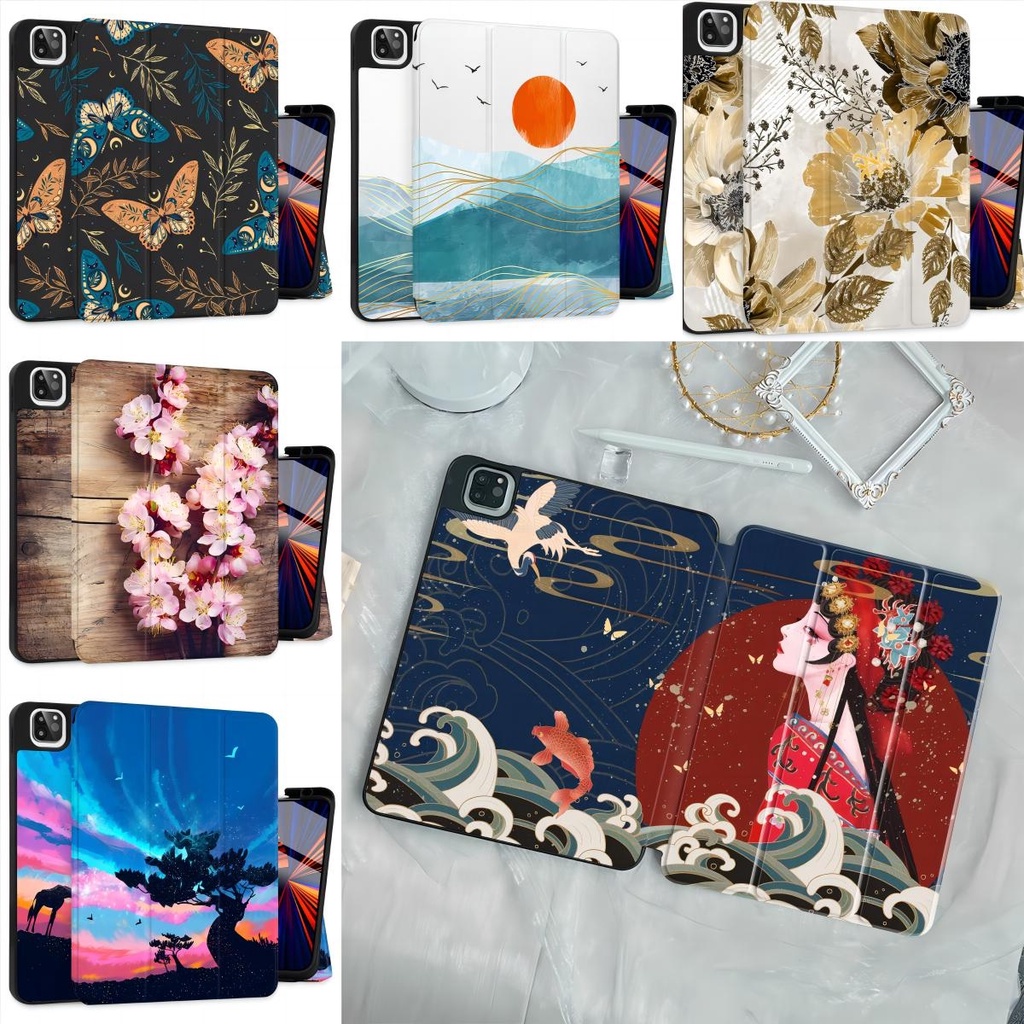 Art painting iPad case for 2025 M4 iPad with pencil holder iPad 10th ...