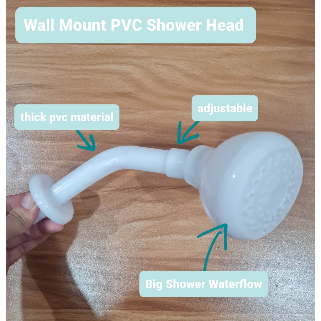 Bathroom PVC Wall Type Shower Head Heavy Duty Moveable (per pc ...