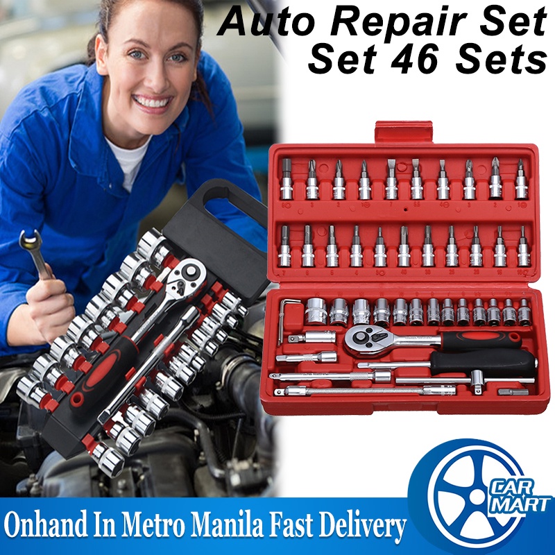【High Quality】46Pcs/set Tool Box Car Motorcycle Repair Set Hand Tools ...
