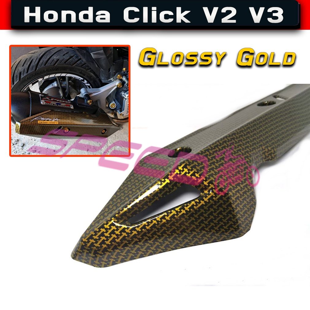 SpeedMOTO Honda Click V2 V3 Heat Guard / Mufler Guard GLOSSY CARBON ...