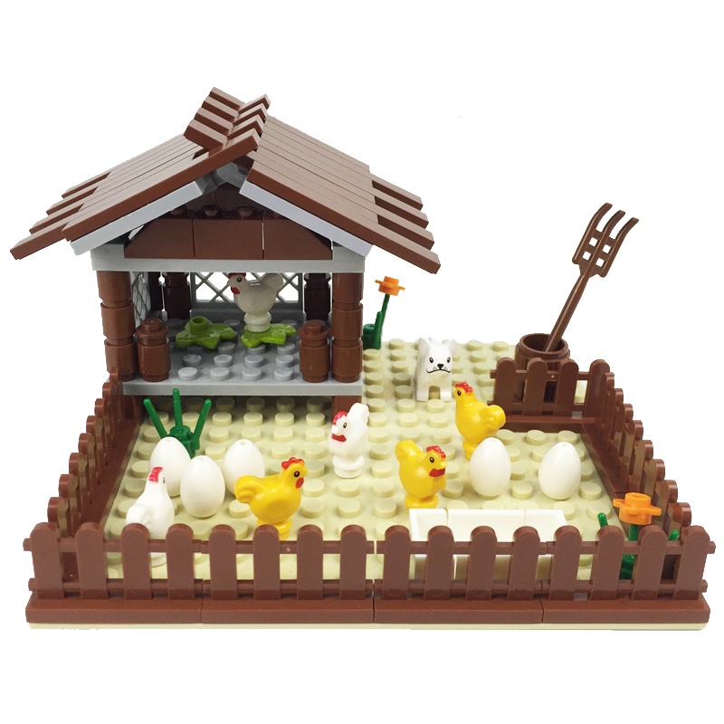 MOC Small Particle Building Block Chicken Scene Chicken Farm Assembly ...