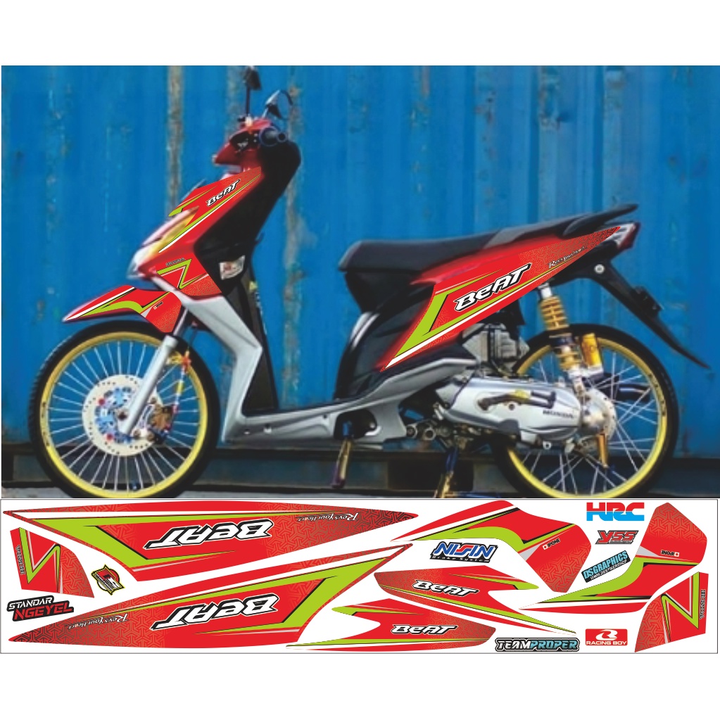 HIJAU MERAH Striing/sticker BEAT GRAY RED COLOR VARIATIONS WITH GREEN ...