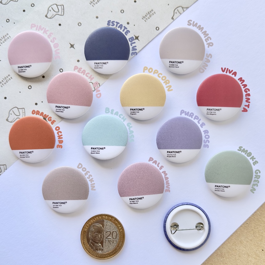 Pantone Button Pin | Matte & Glittery | Shopee Philippines