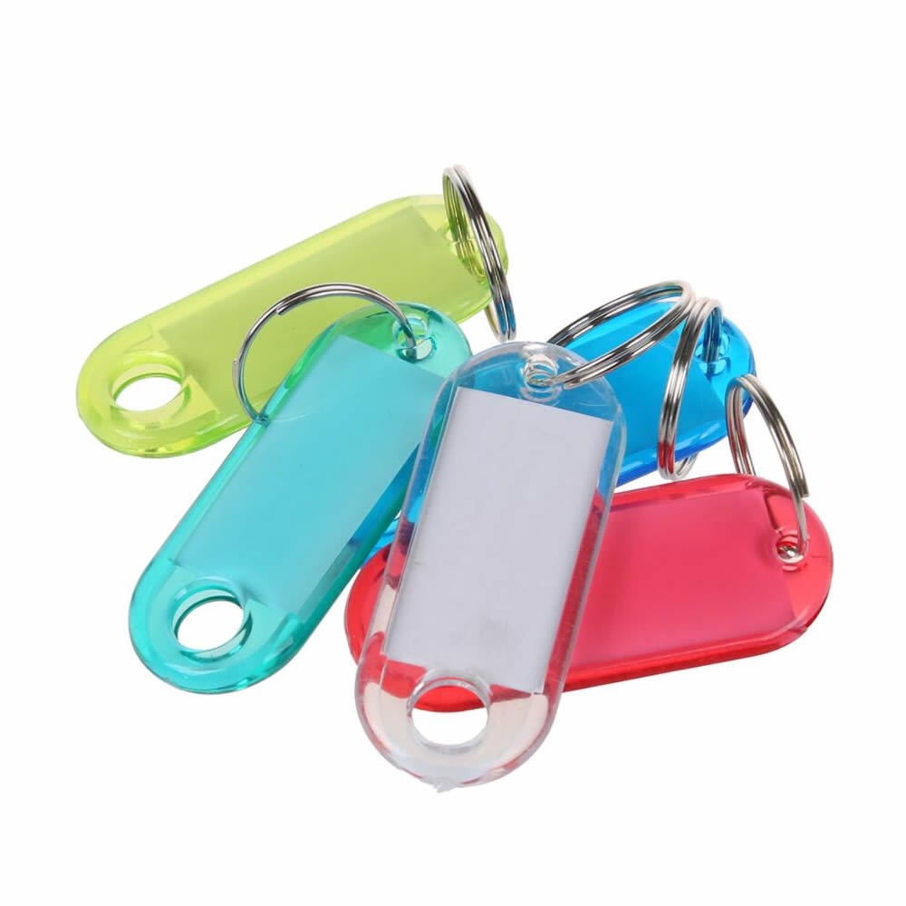 30 Pieces Tough Plastic Key Tags With Split Ring Label Window, Assorted ...
