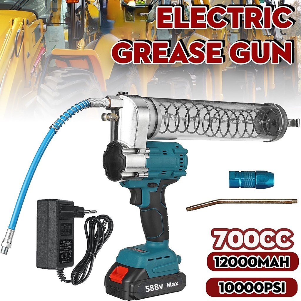 588v 700CC Cordless Lithium Electric Grease Gun Rechargeable Oil ...
