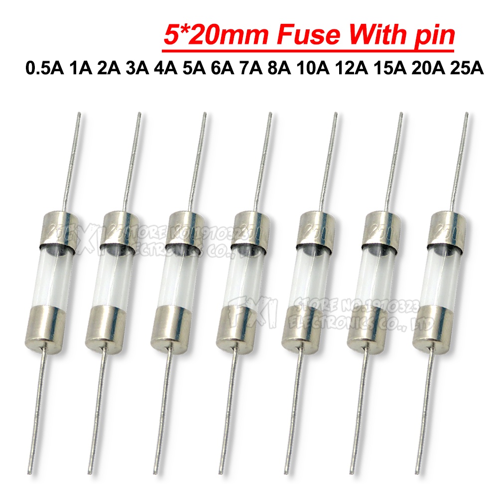 10PCS 5*20mm Fast Break Fuse Slow Blow Tube Fuse With pin 5X20MM 250V 0.5A 1A 2A 3A 4A 5A 6A 7A ...
