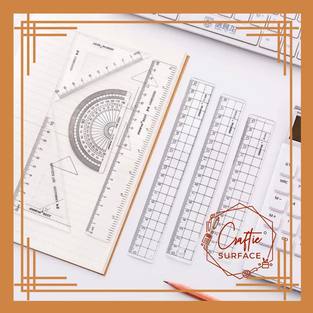 4 pcs Plastic Transparent Ruler Set For Student School Supplies ...