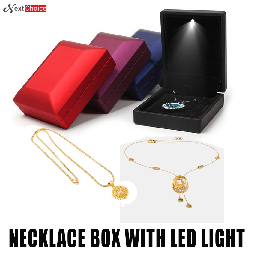 Necklace Box With LED Light Necklace Velvet Jewelry Case LED Jewelry ...