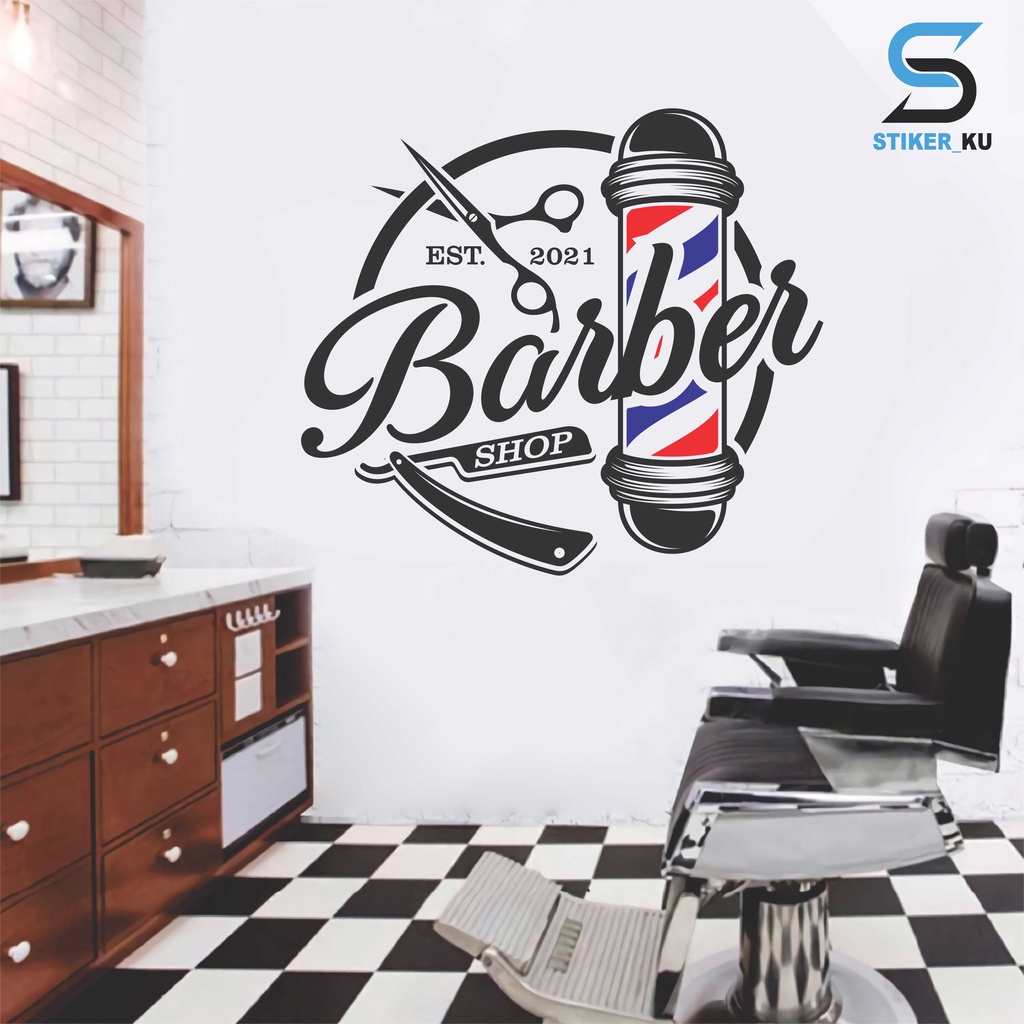 Wall Cutting Sticker Wall Sticker Barber Shop Salon Cut Shaving Sign ...