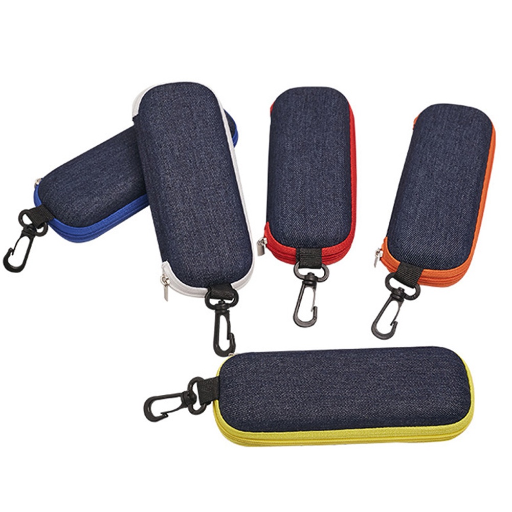 New Simple Glasses Case Color Zipper With Hook Denim Box Reading ...