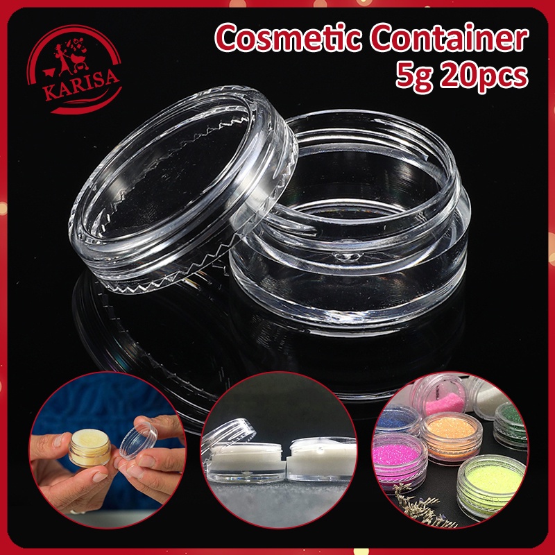 20 Pieces Cosmetic Container Small Clear Round Travel Sample Jar Makeup ...