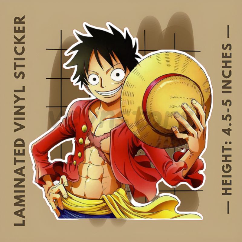 ONE PIECE LUFFY STRAWHAT PEEKER WATERPROOF VINYL STICKER FOR AQUAFLASK ...