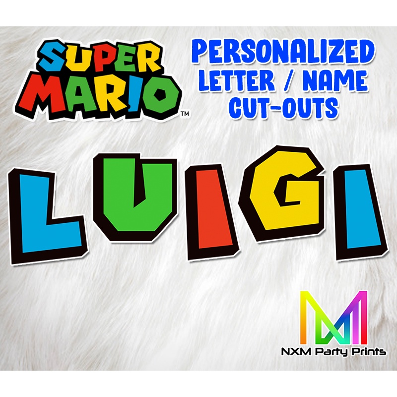 [1QTY = 1LETTER] SUPER MARIO Name Letter Cutout Banner Backdrop diy ...