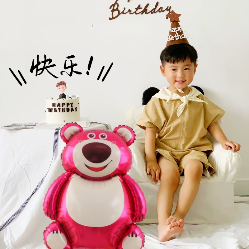 New Strawberry Bear Balloon Toy Mobilization Lotso Foil Balloon Girl's ...