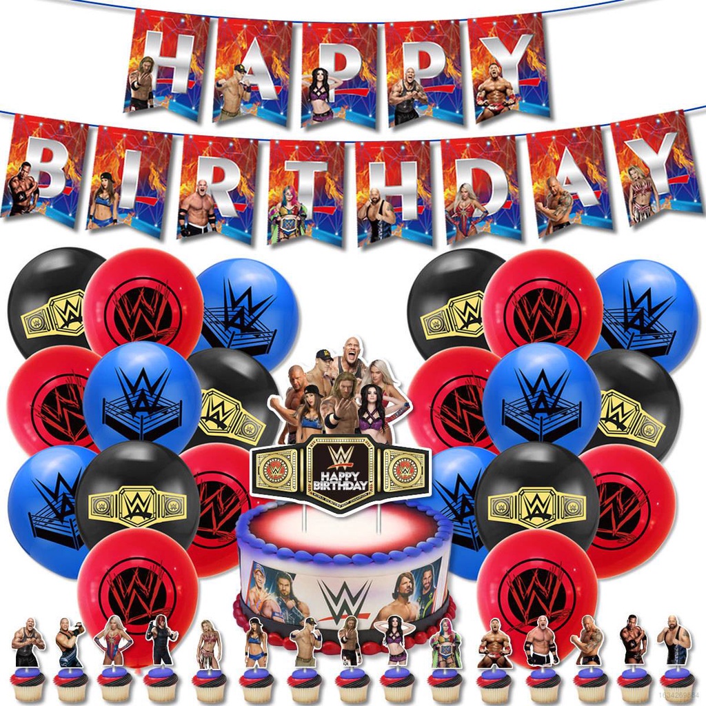 WWE Wrestling Theme Happy Birthday Party Decorations Set Cake Topper ...