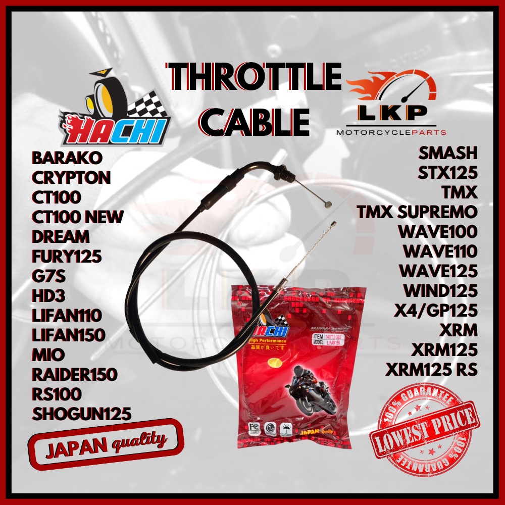 HACHI MOTORCYCLE THROTTLE CABLE DREAM / TMX / WAVE110 / CT100 ...