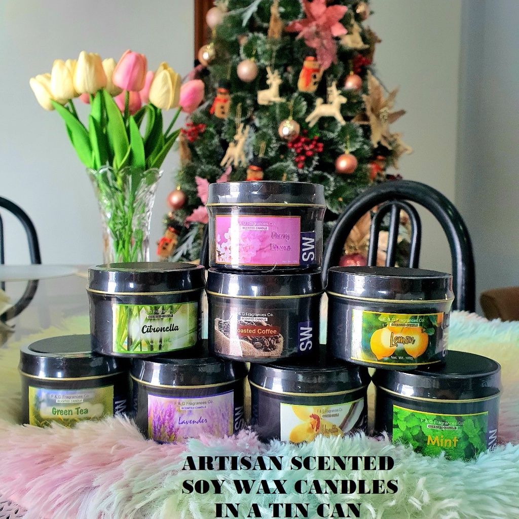Artisan Scented Soy Wax Candles Natural and Calming Candle in a Tin Can ...