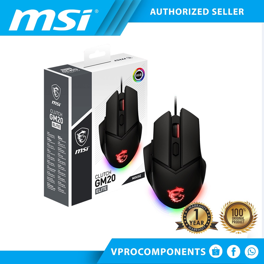 MSI Clutch GM20 Elite RGB Gaming Mouse | Shopee Philippines