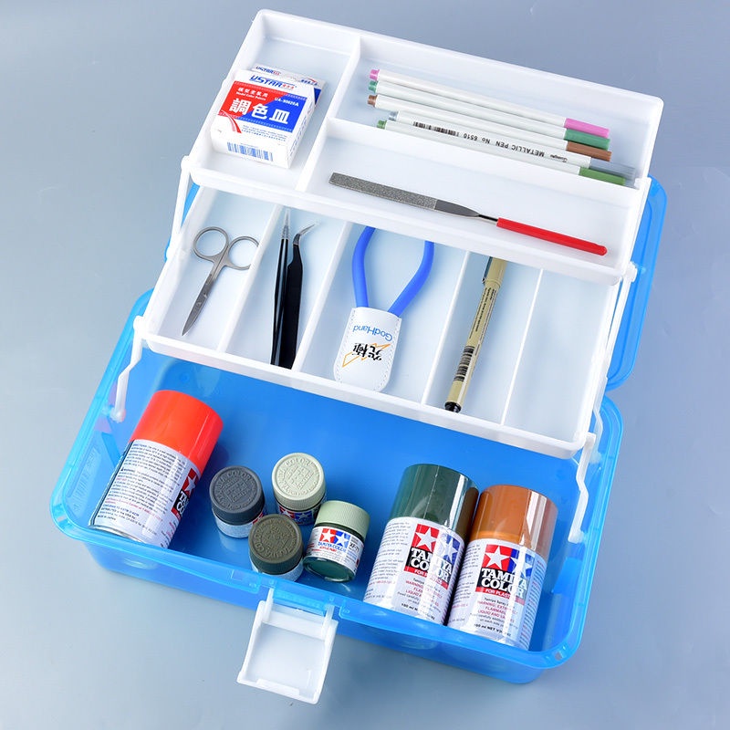 Gundam Hand-Made Model Transparent Toolbox Three-Layer Folding Storage ...