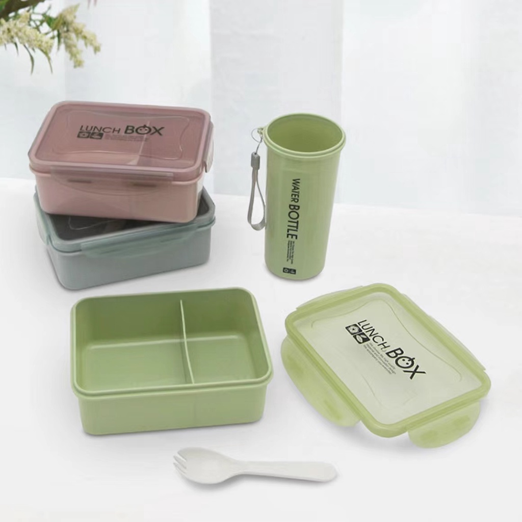 2-in-1 Lunch Box w/ Tumbler Set Lunchbox Food Storage Drinking Bottle ...