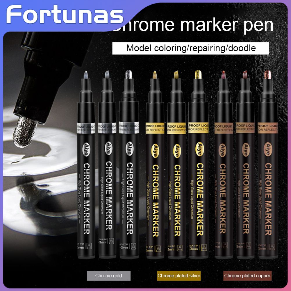 Mirror Chrome Marker Set Diy Car Paint Pens Metallic Markers Diy Craftwork Metal Pens fortunasp ...