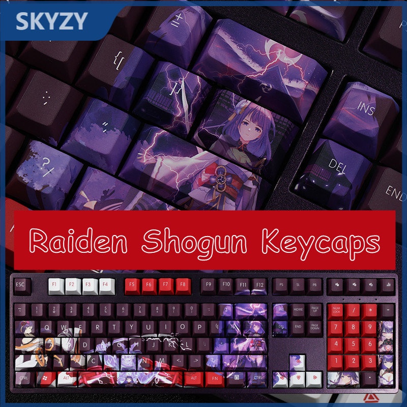 Raiden Shogun Keycaps Cherry Profile Genshin Beelzebul PBT Dye Sub ...