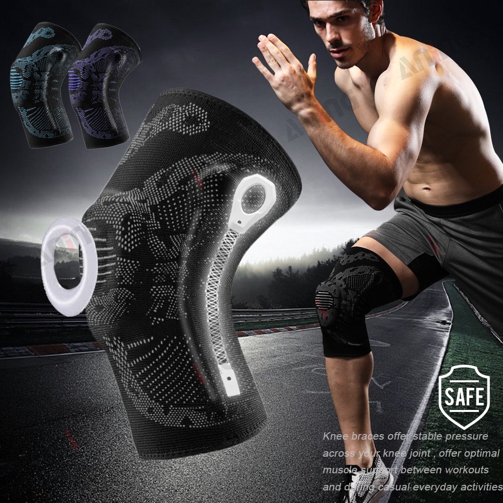 Sports High Compression Elastic Silicone Padded Knee Support Brace ...