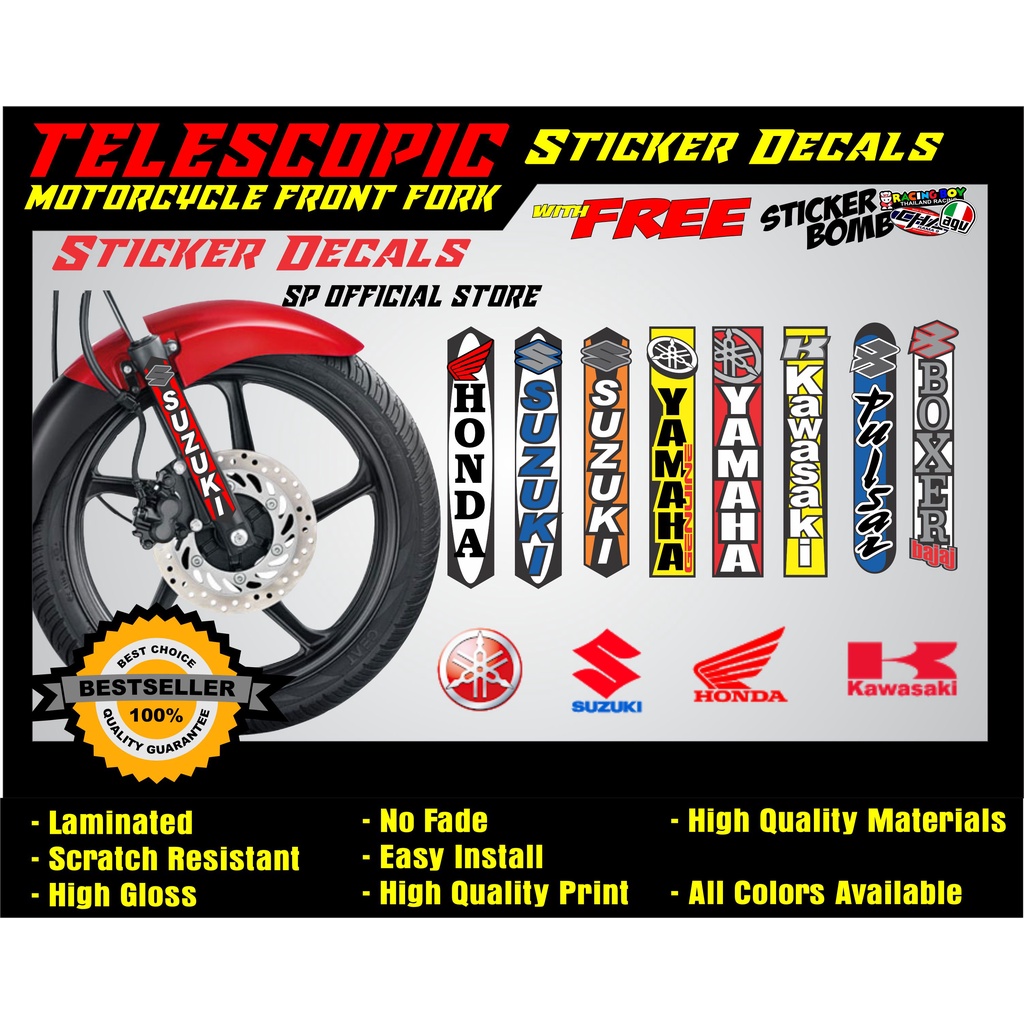 Telescopic/Front Fork sticker decals for all kinds of Motorcycle pair ...
