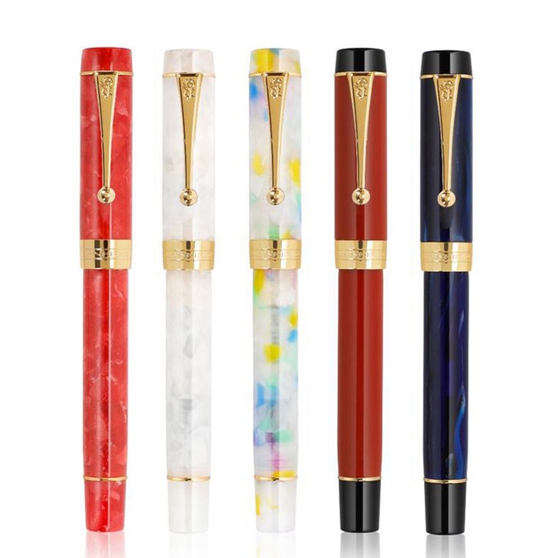 Jinhao 100 Series Fountain Pen Multicolor Acrylic Barrel Fine Nib Gold ...