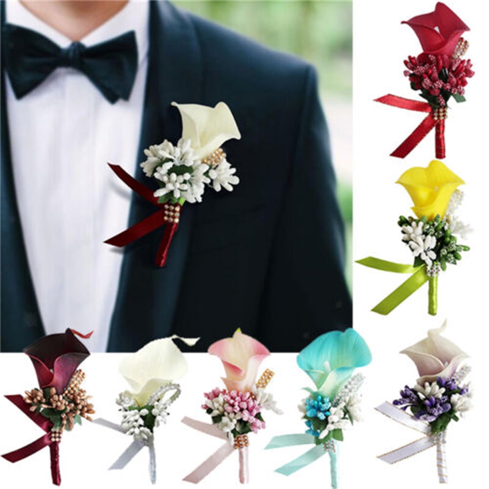 Men's Corsage Suit Wedding Party Groom Groomsman Artificial Boutonniere ...