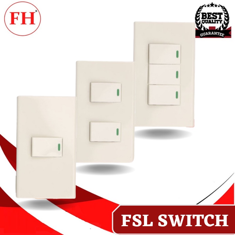 FSL HIGH QUALITY ILLUMINATED SWITCH 1 GANG 2 GANG and 3 GANG 250 ...
