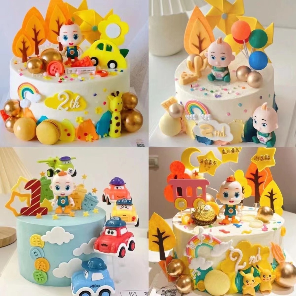 JOJO Cake Topper Cute Cartoon Baby Cake Topper Decoration Baby Boys ...