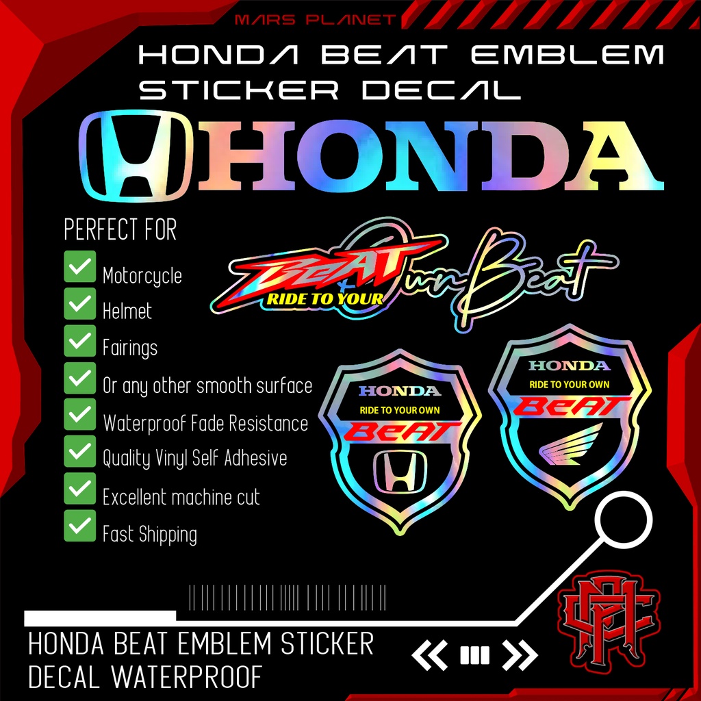 HONDA BEAT STICKER EMBLEM SET WATERPROOF | Shopee Philippines