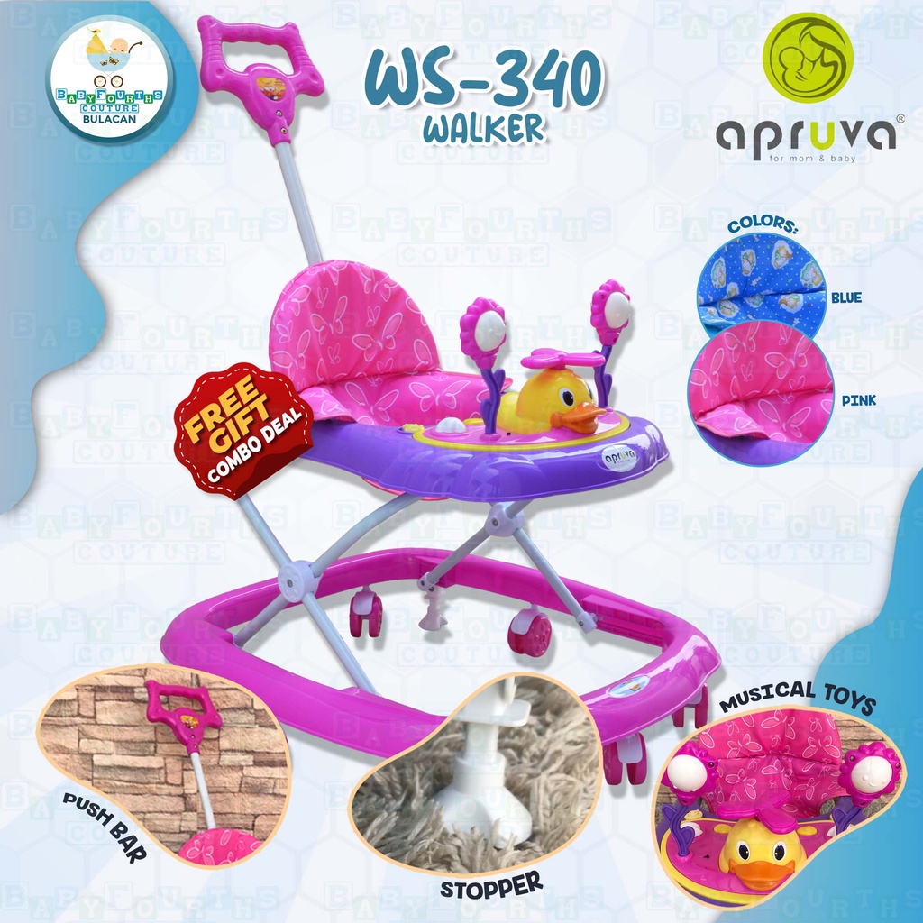 COD APRUVA WS-340 Regular with Push Bar Handle Walker for Baby | Shopee ...