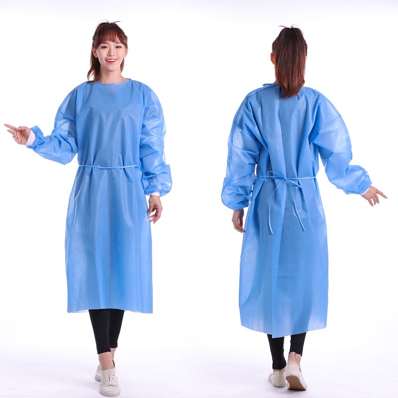10pcs Isolation Gown Suit Blue Waterproof Disposable Ppe Bunnysuit Non
