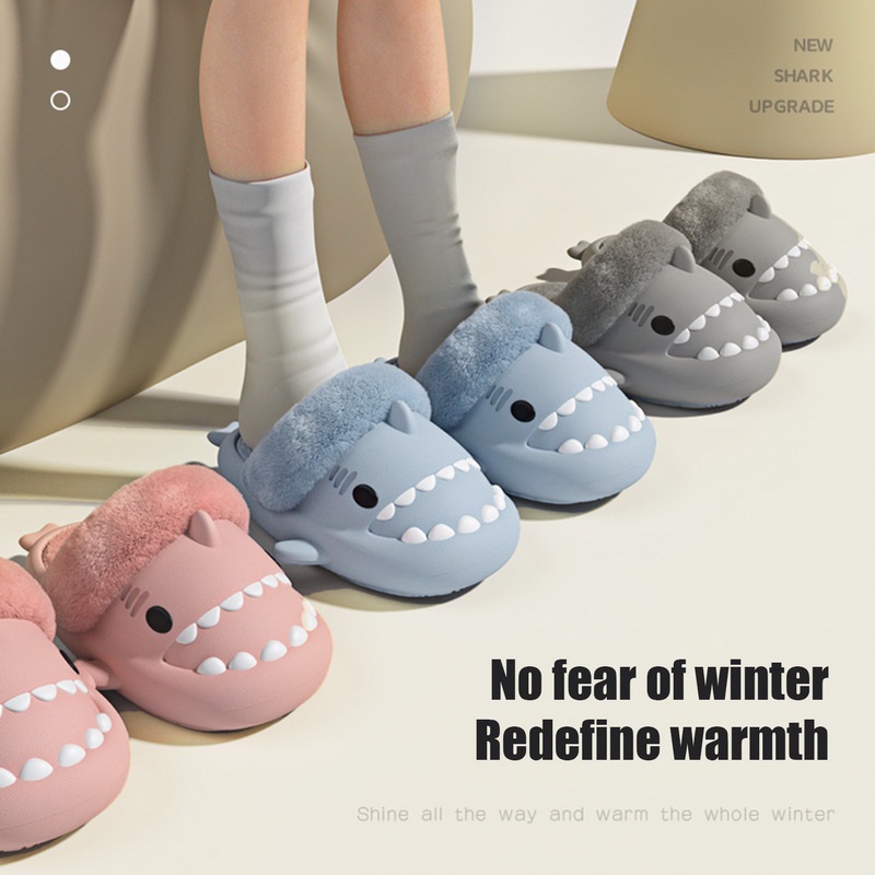 Shark Slippers Gradient Winter Adults Cartoon Household Slipper Women ...