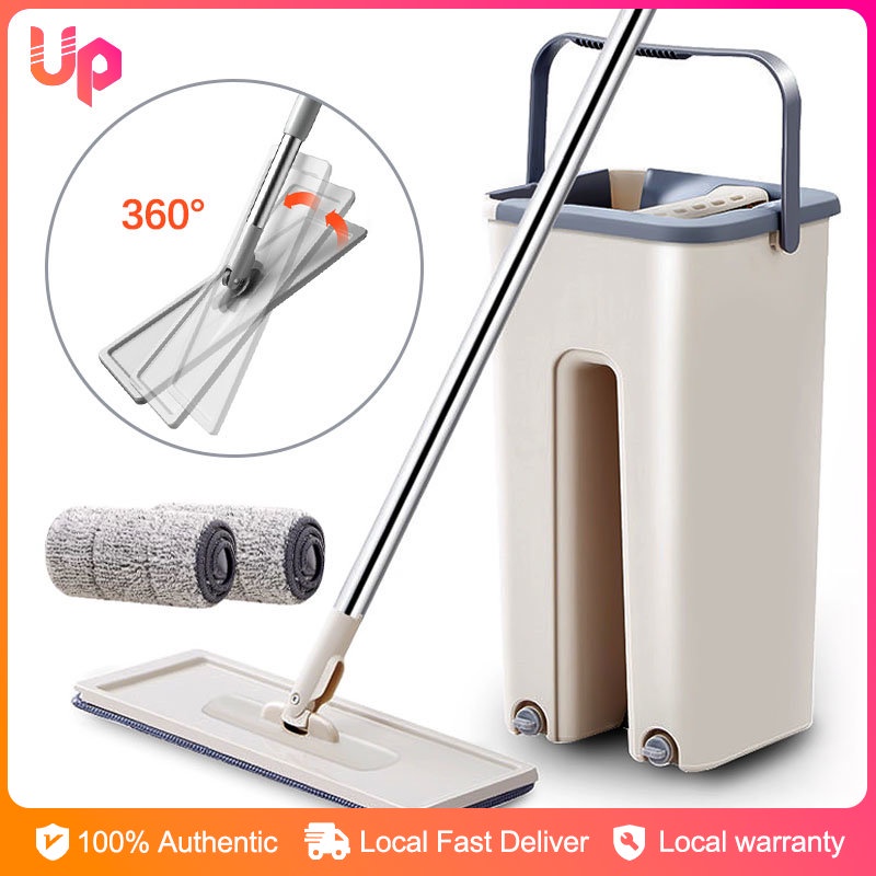 Mop With Bucket Flat Mop Squeezer Floor Mop Map Cleaning 360 Spin Mop ...