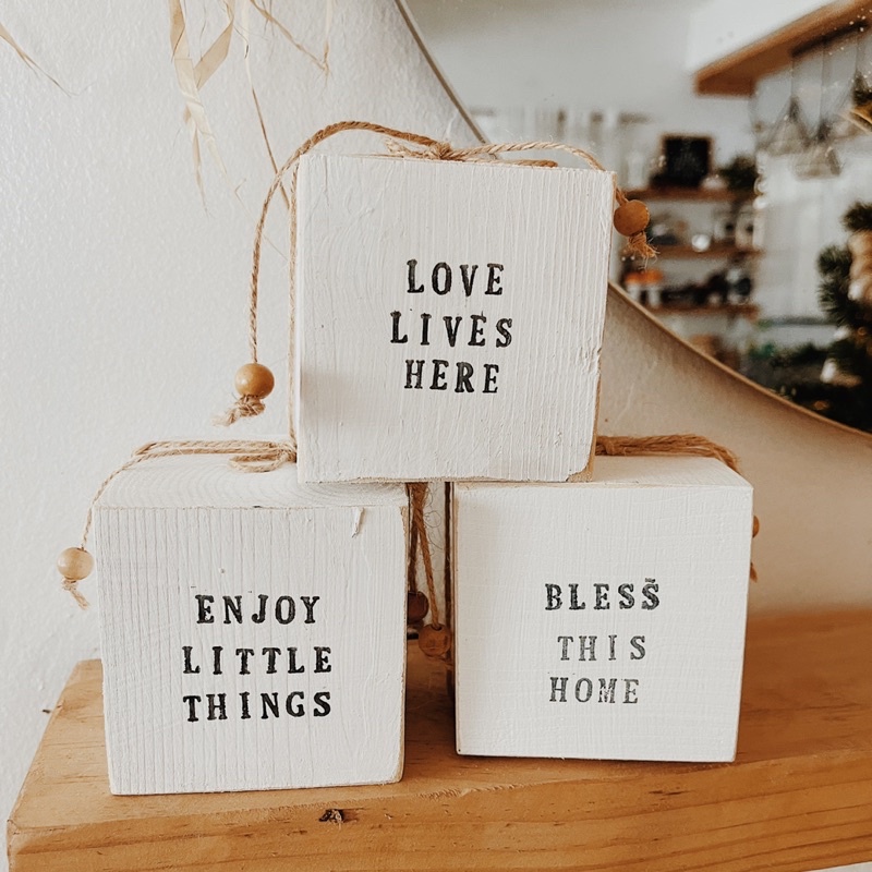 Farmhouse Wooden Blocks Decorative Signs | Shopee Philippines