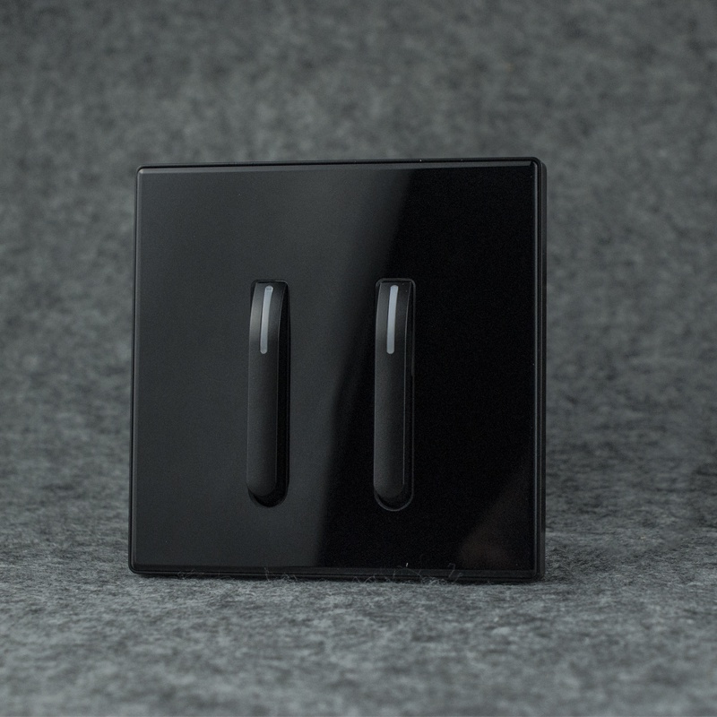 Avoir Black Push Button Switch Glass Panel Wall Electrical Socket ...