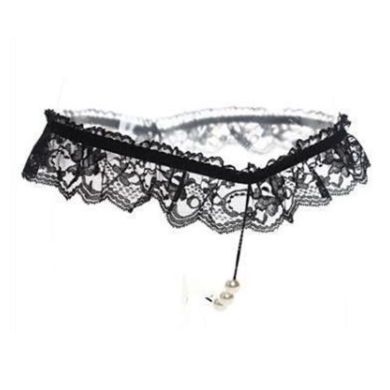Women Sexy Lace Panties with Pearls Massaging Bead G String Open Crotch ...