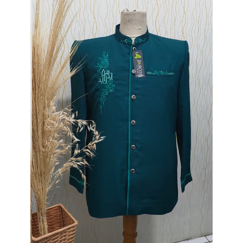 HIJAU Jasko Dark Green Wool Novus Jas Koko Embroidered Calligraphy Man ...