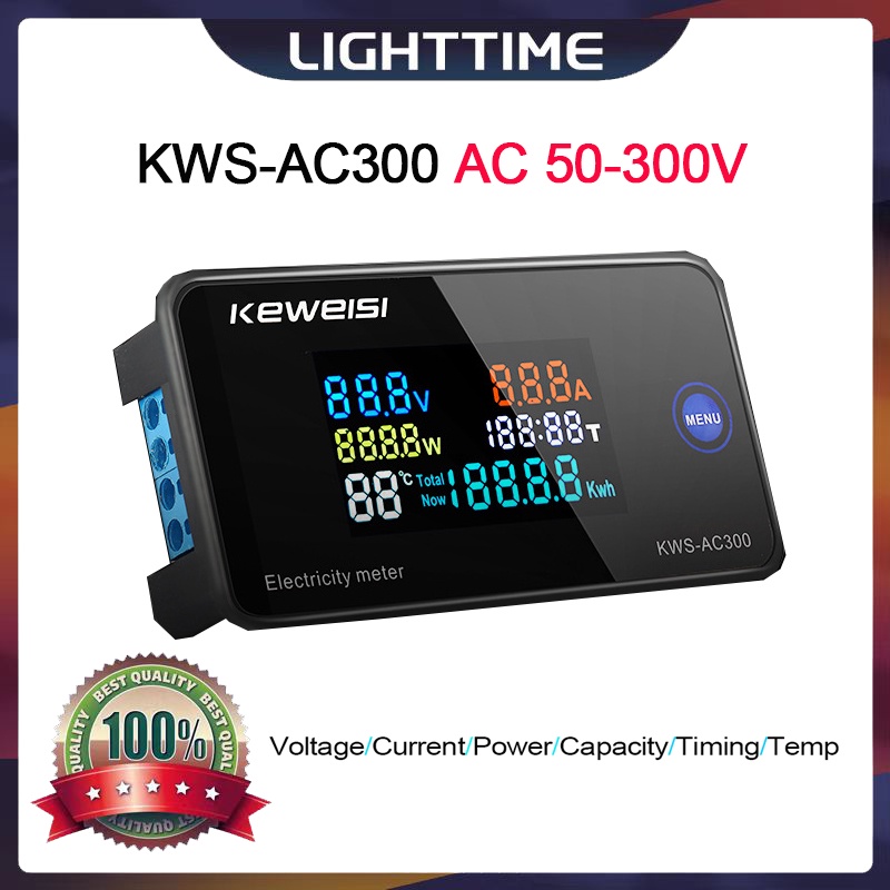 AC300 Digital Voltmeter AC 50-300V Voltage 45-65Hz Power Energy Meter ...
