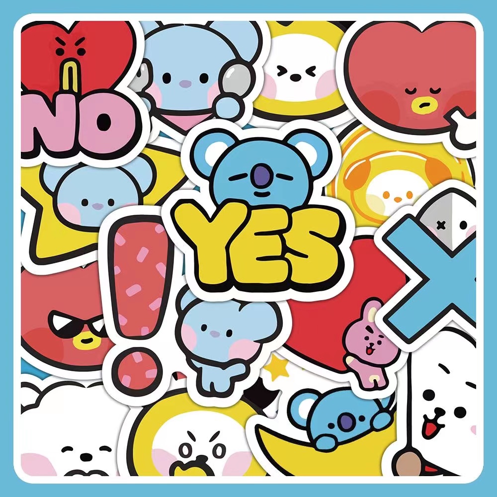 62pcs BT21 Cartoon Periphery Sticker Korea Cute Phone Laptop Luggage ...