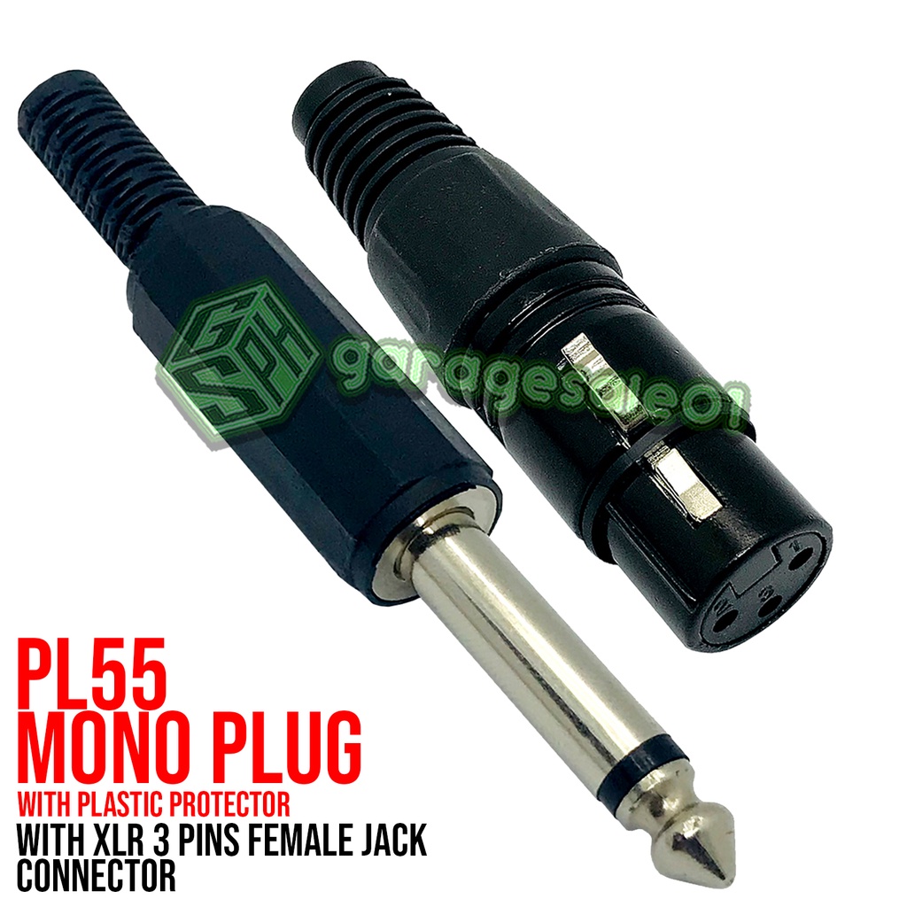 PL55 Mono Plug With Plastic Protector With XLR 3 Pins Female Jack ...