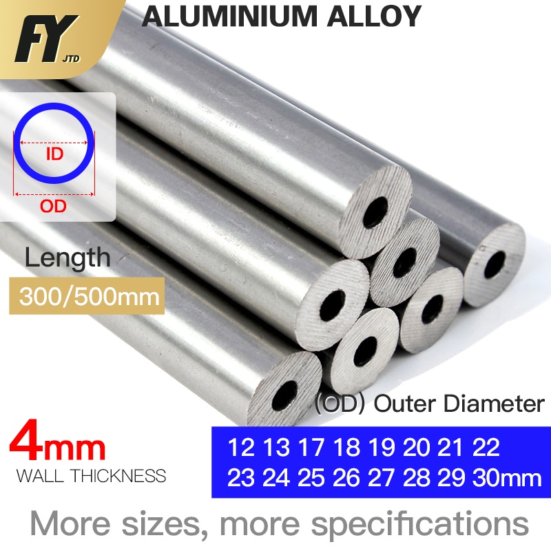 FUYI aluminum tube 4mm wall thickness OD 12-30mm pipe 300mm 500mm ...