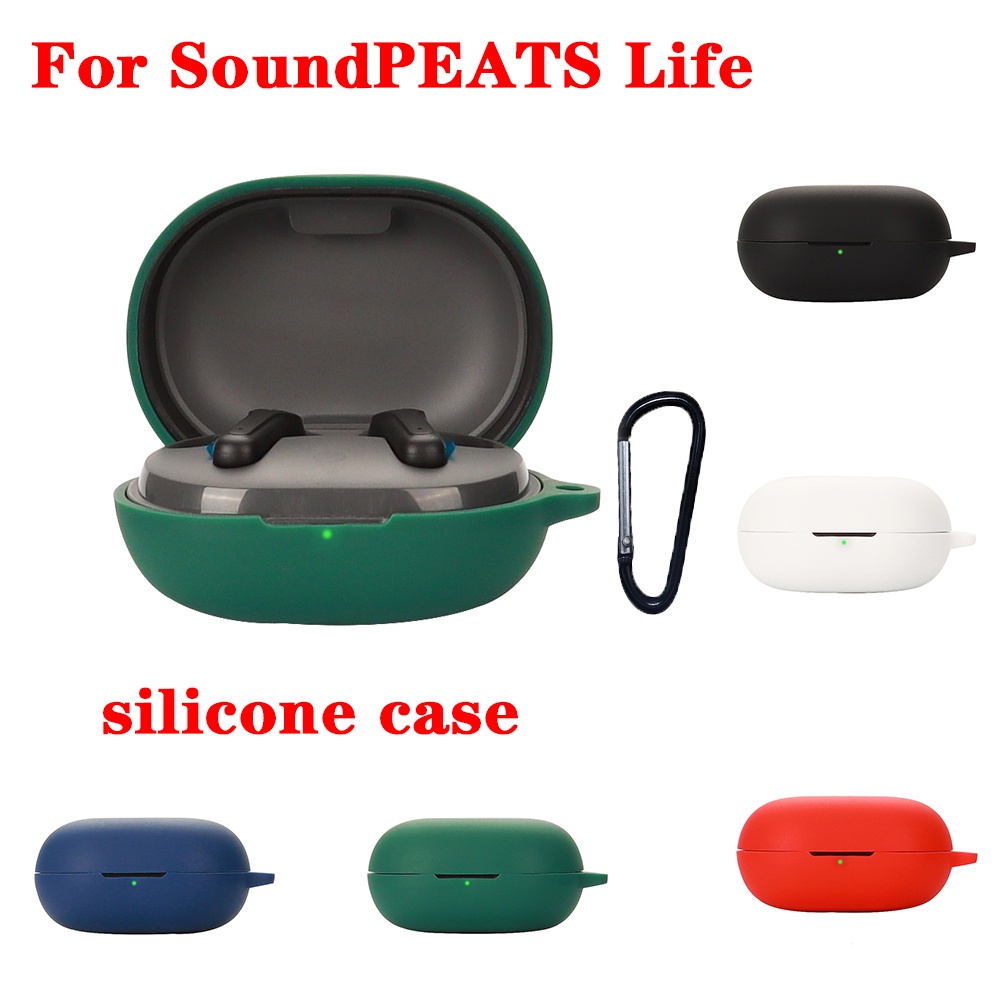 Silicone Case For SoundPEATS Life Case Solid Color Earphone case full ...