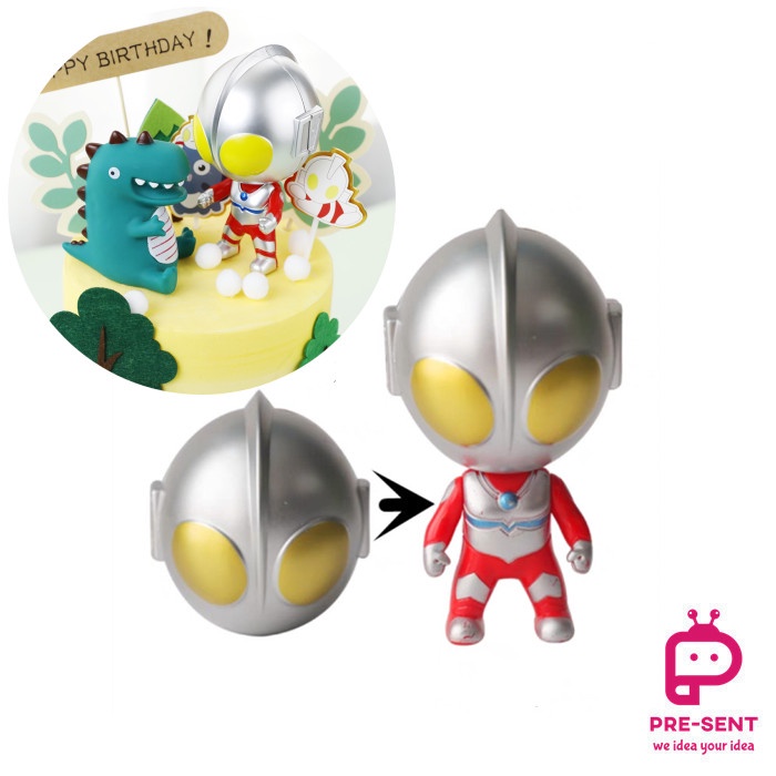 Happy Birthday Ultraman Big Head Transform Figurine Cake Toppers Set ...