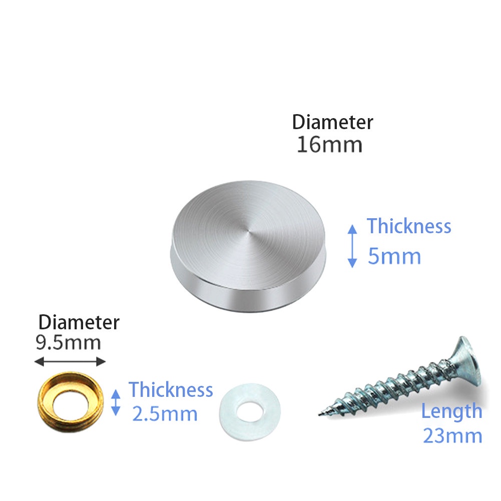 8 PCS Stainless Steel Screw Cover 16/22/25mm Mirror Screws Fasteners ...