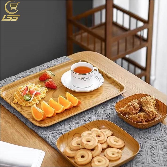 Efeq Plastic Wooden Plates & Tray Wooden Design Square Plate ...