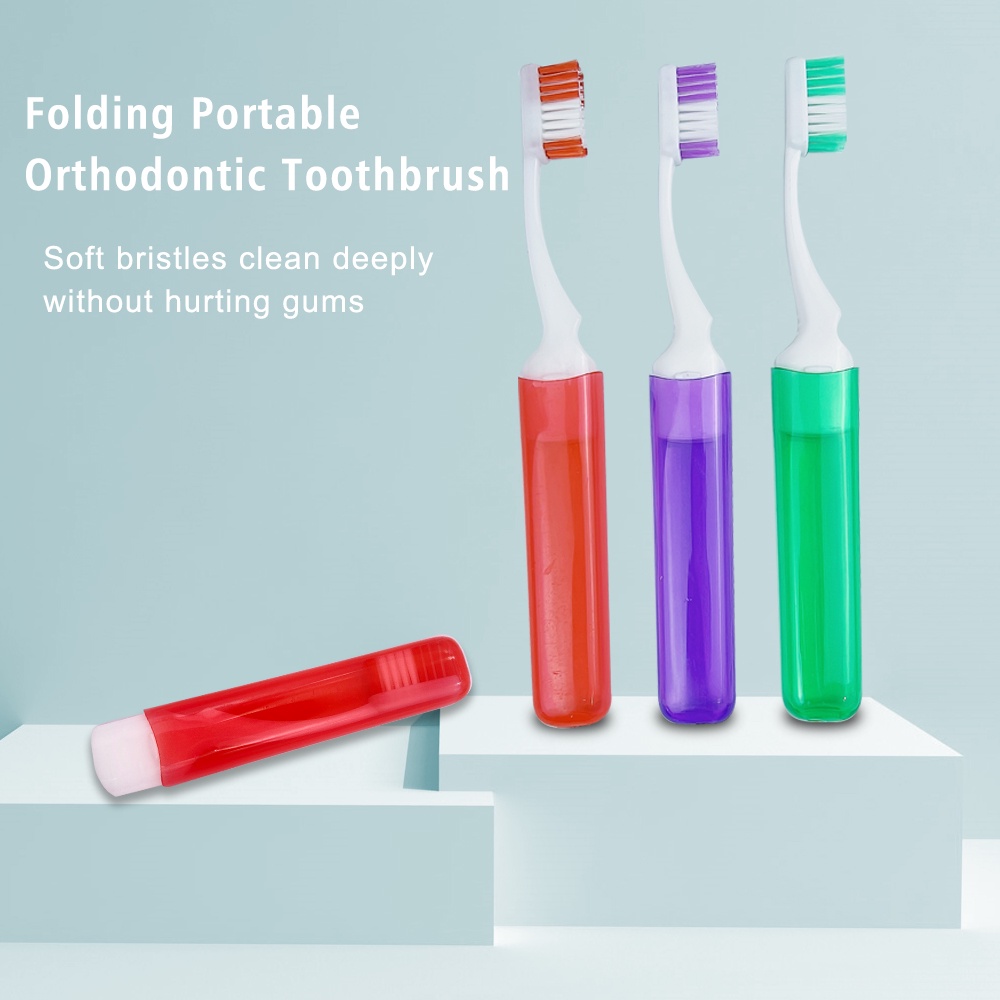 2 pcs Handy Folding Toothbrush Family Travel Outdoor Soft Bristle ...
